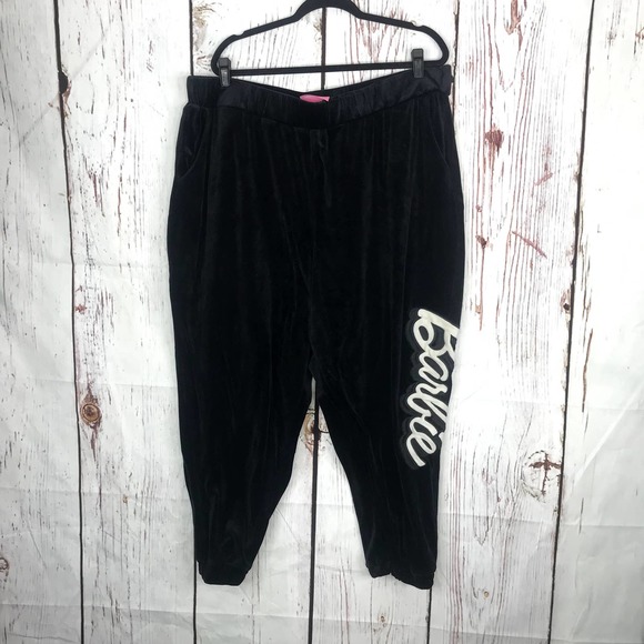 Barbie | Pants & Jumpsuits | F2 Barbie Velour Plush Black Track Jogger ...